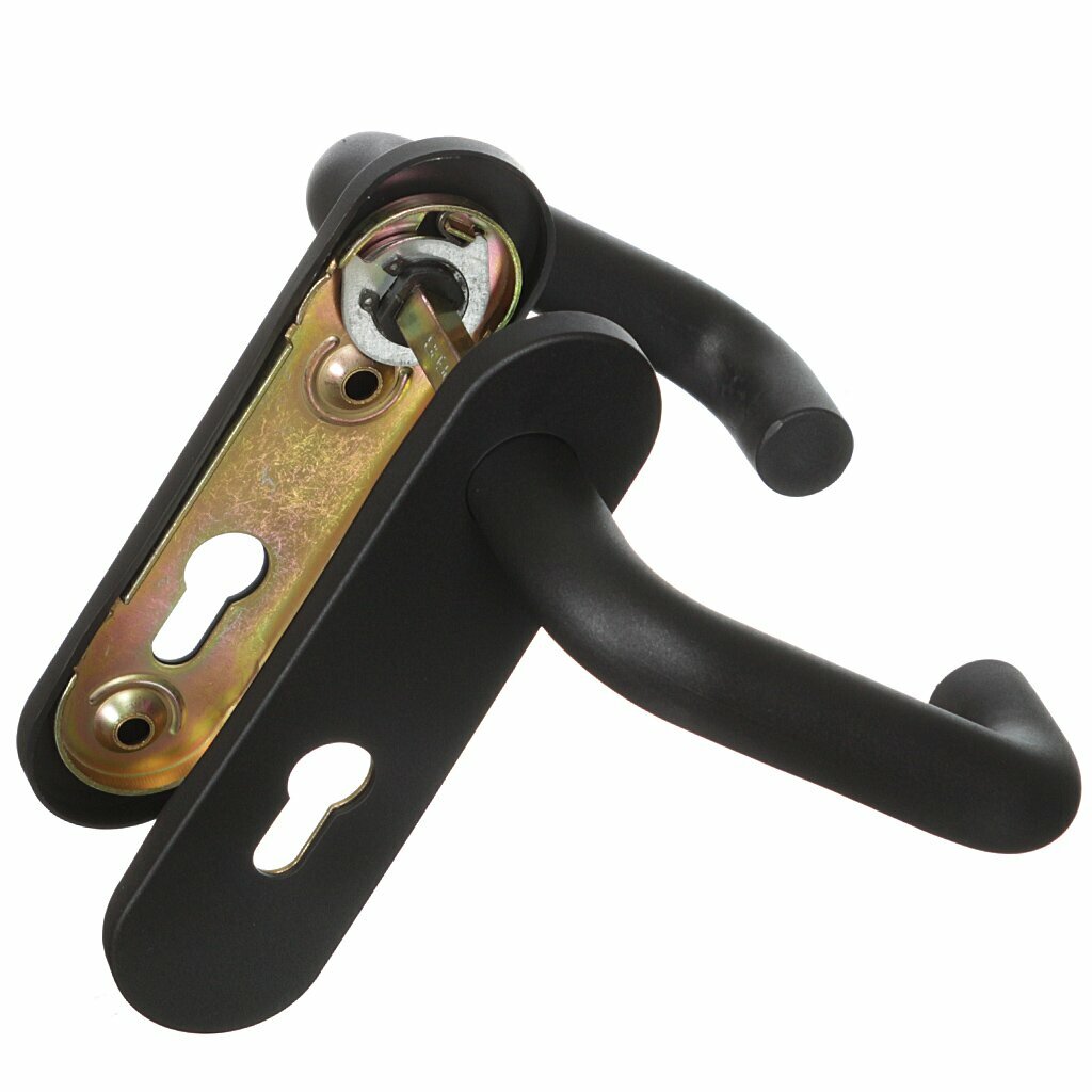 Ручка дверная на планке Apecs HP-72.1303-BL, черная, сталь, комплект 2 шт