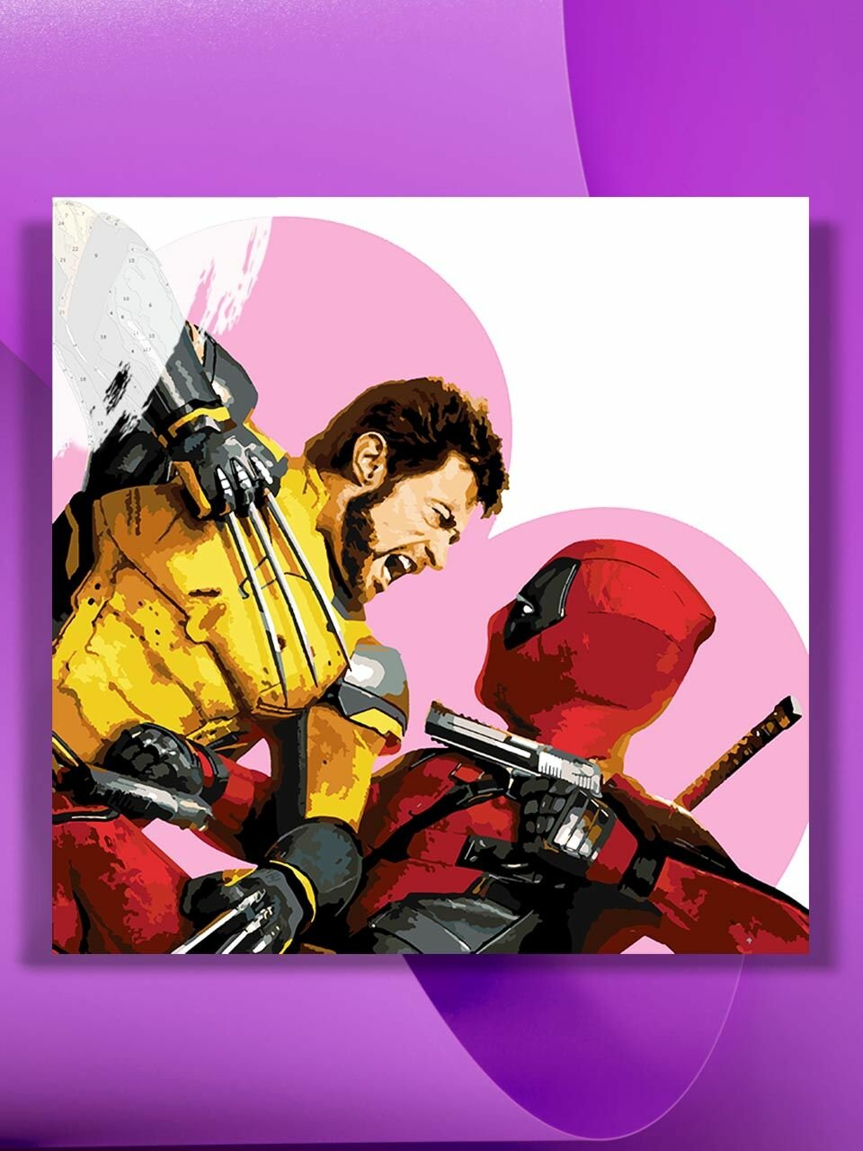 Картина по номерам на холсте Deadpool and Wolverine, 40 х 40 см