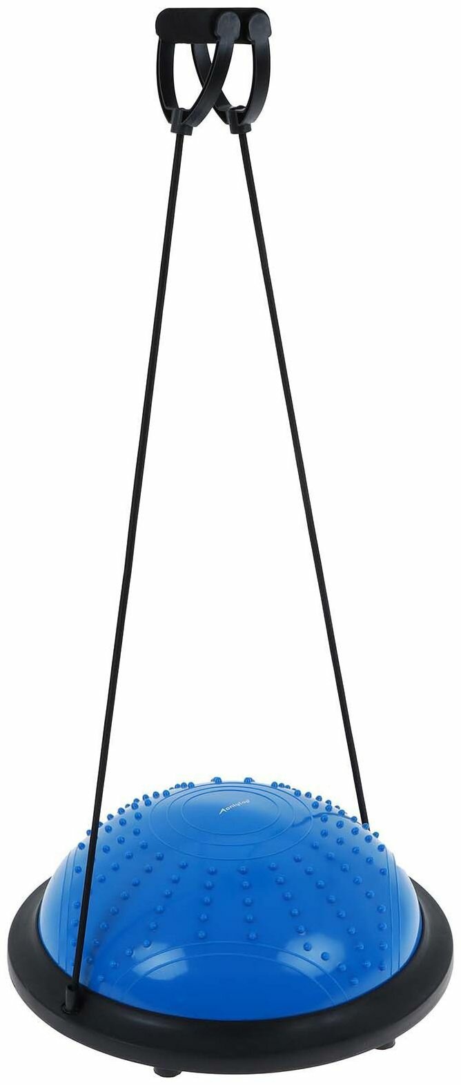 Полусфера BOSU гимнастическая массажная, размер 46 х 20 см, подушка для фитнеса, балансировочная платформа для дома с ручками-эспандером и насосом, тренажер для взрослых и детей, цвет голубой