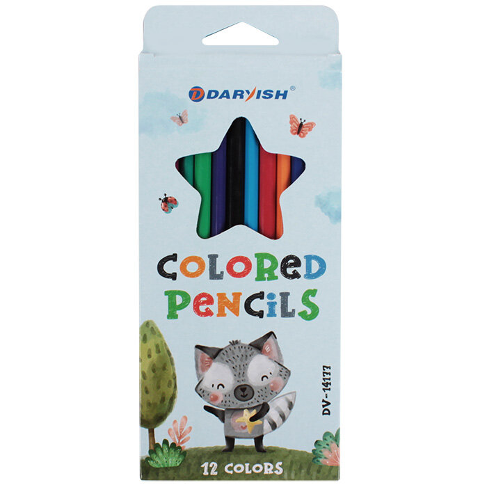 Darvish Карандаши цветные 12цв. "Енотик" трехгранные, пластиковые