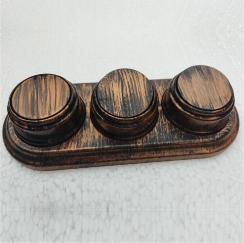 Комплект выключатель 1-клавишный открытой установки Ретро с трехместной рамкой, цвет медь