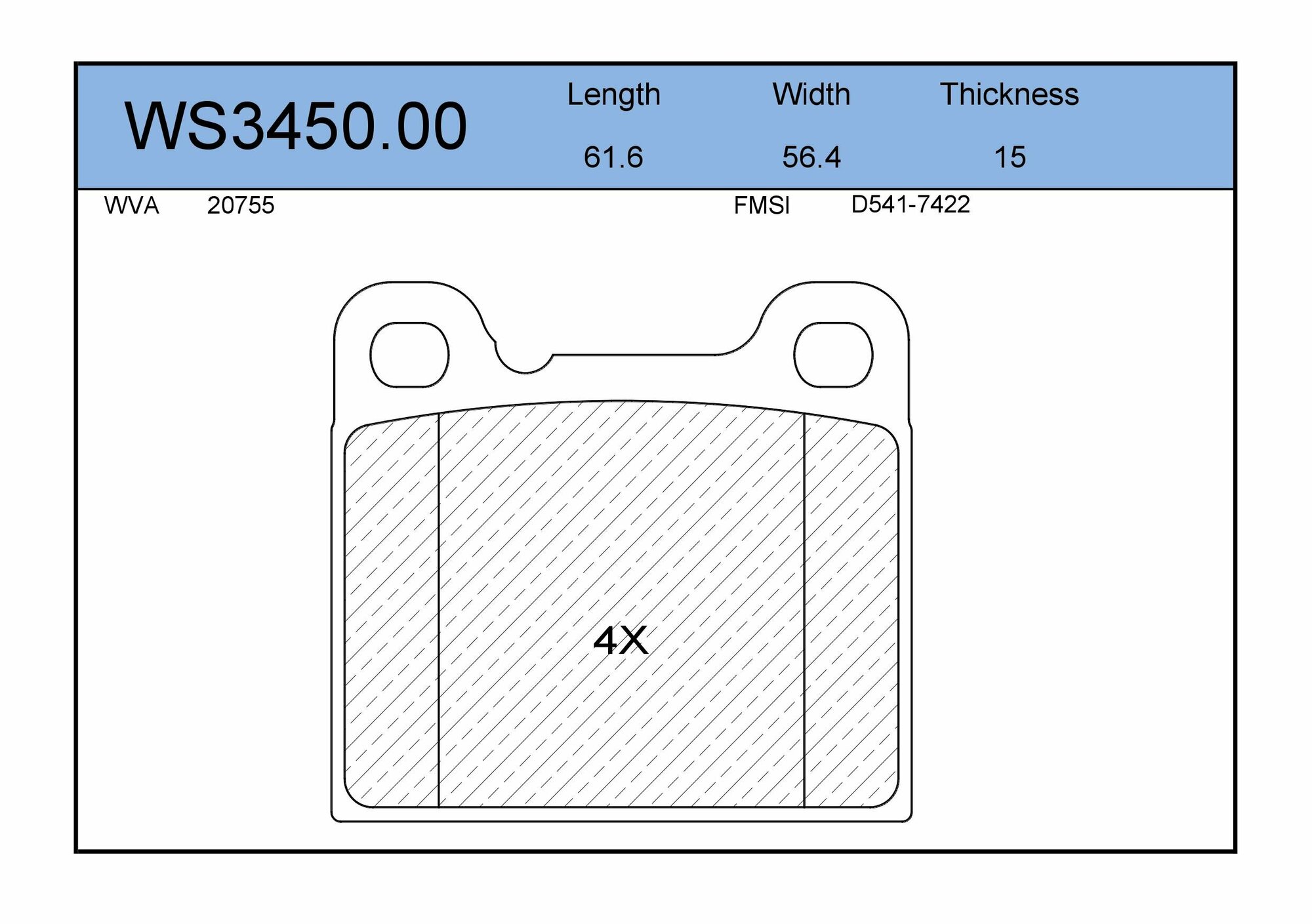Колодки тормозные дисковые перед JEENICE WS3450.00