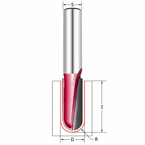 Фреза пазовая круглый нос (пальчиковая) Z=2 R=6.35 D=12.7x15.88x50 S=8 PROCUT 204851P