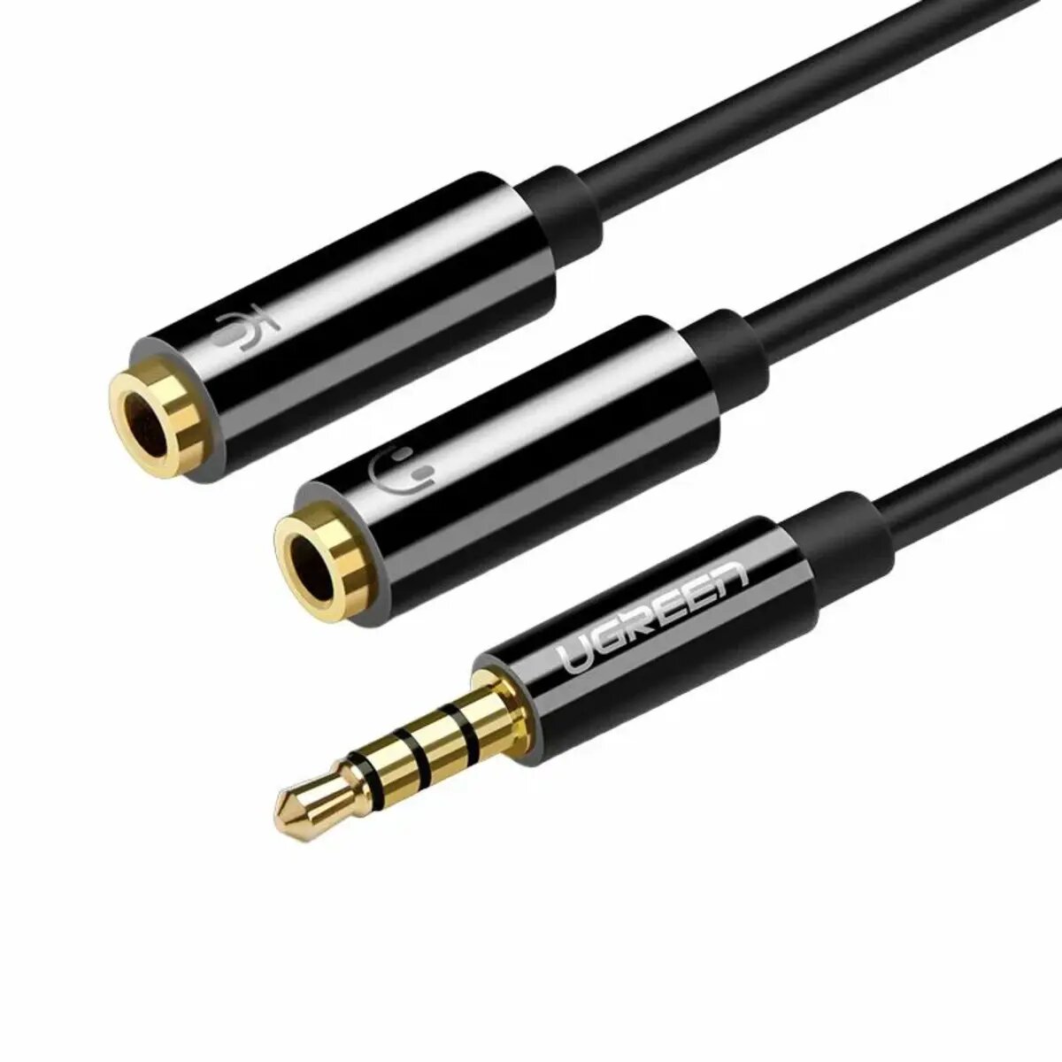 Разветлитель для гарнитуры UGREEN AV141 (30620) 3.5mm Male To Dual 3.5mm Female, длина: 20 см. Цвет: черный