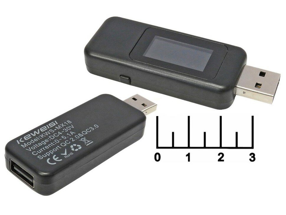 Тестер для измерения тока и напряжения USB-порта 30V 5.1A KWS-MX18