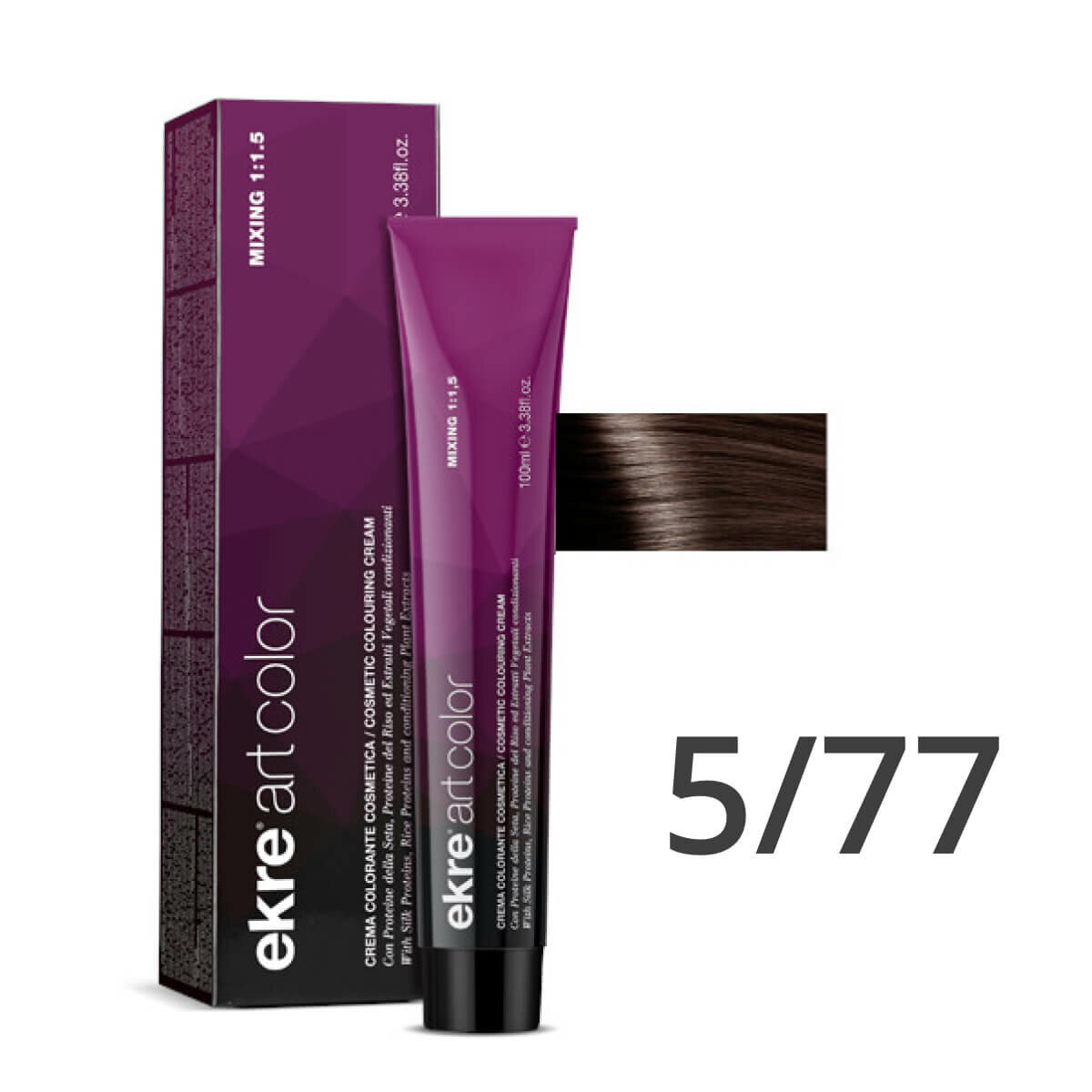 Краска для волос профессиональная Ekre Artcolor 5.77 Светлый каштановый Интенсивный коричневый 100 мл