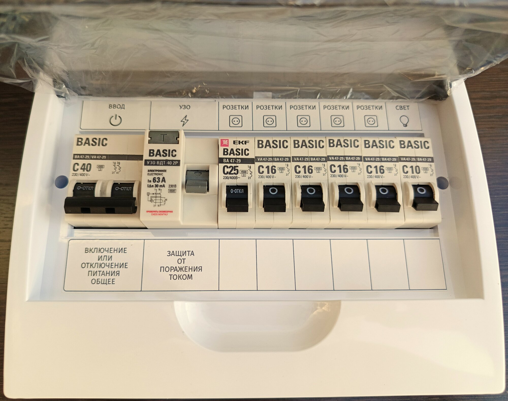 Электрощит в сборе готовый к подключению на 6 потребителей