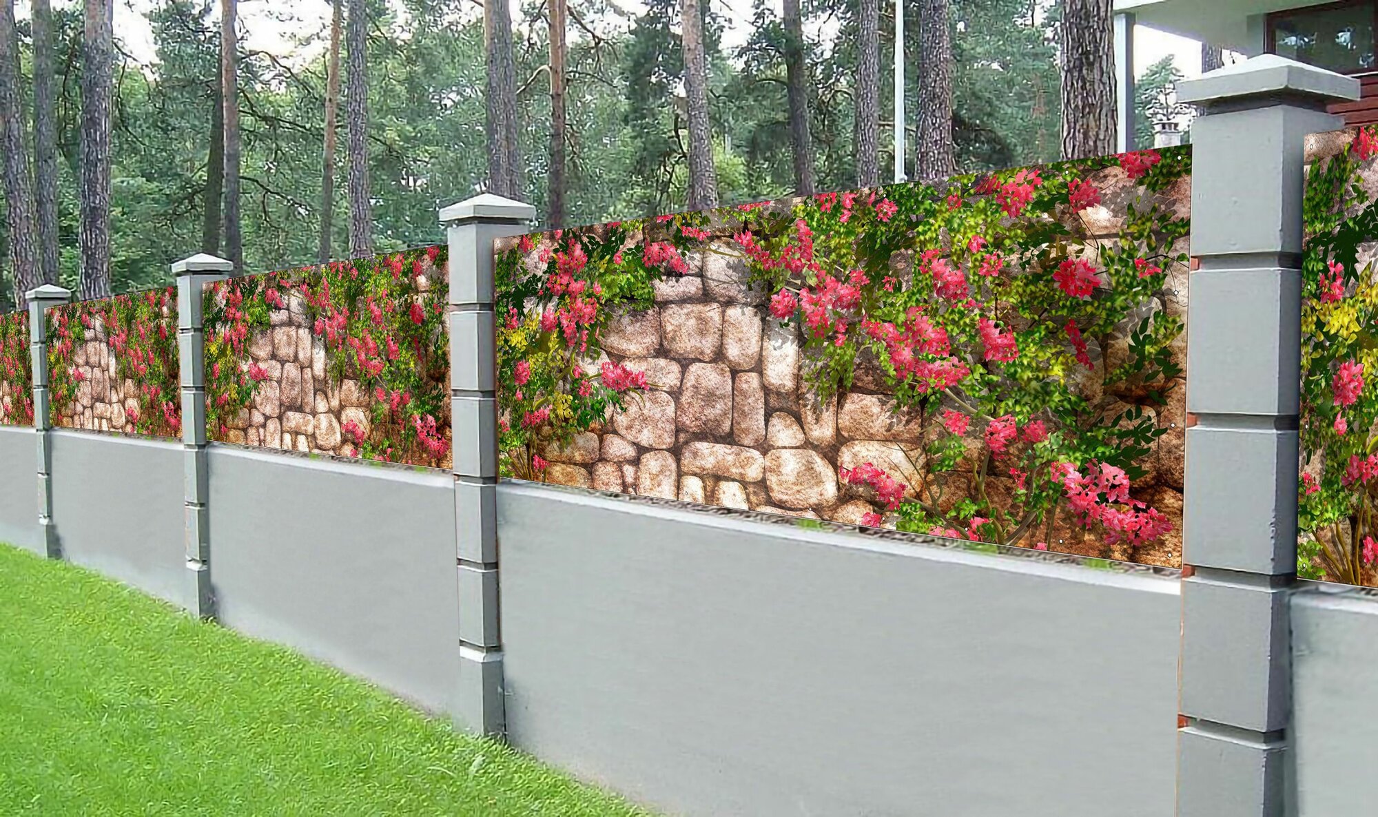 Фотосетка для забора, фасада Фотофасад с люверсами 3 х 1 м