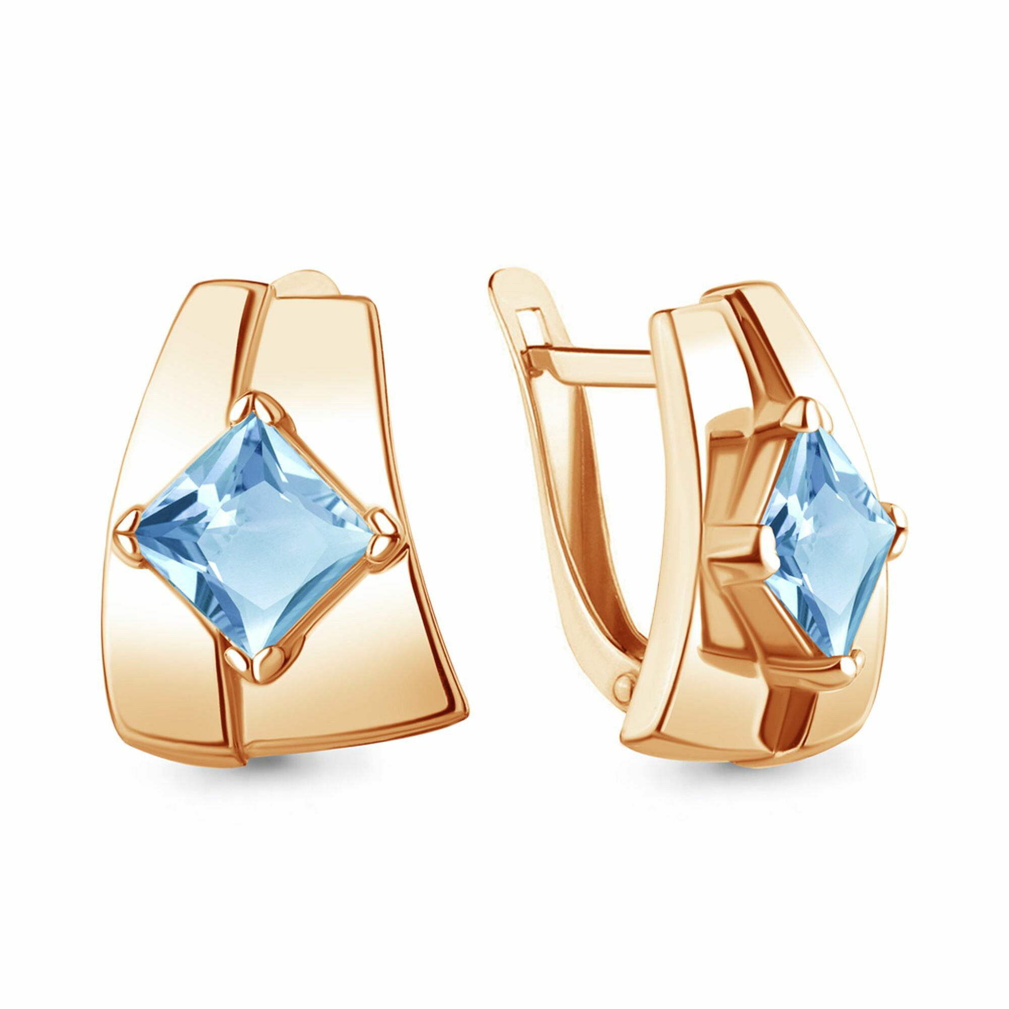 Серьги, серебро, 925 проба, золочение, топаз