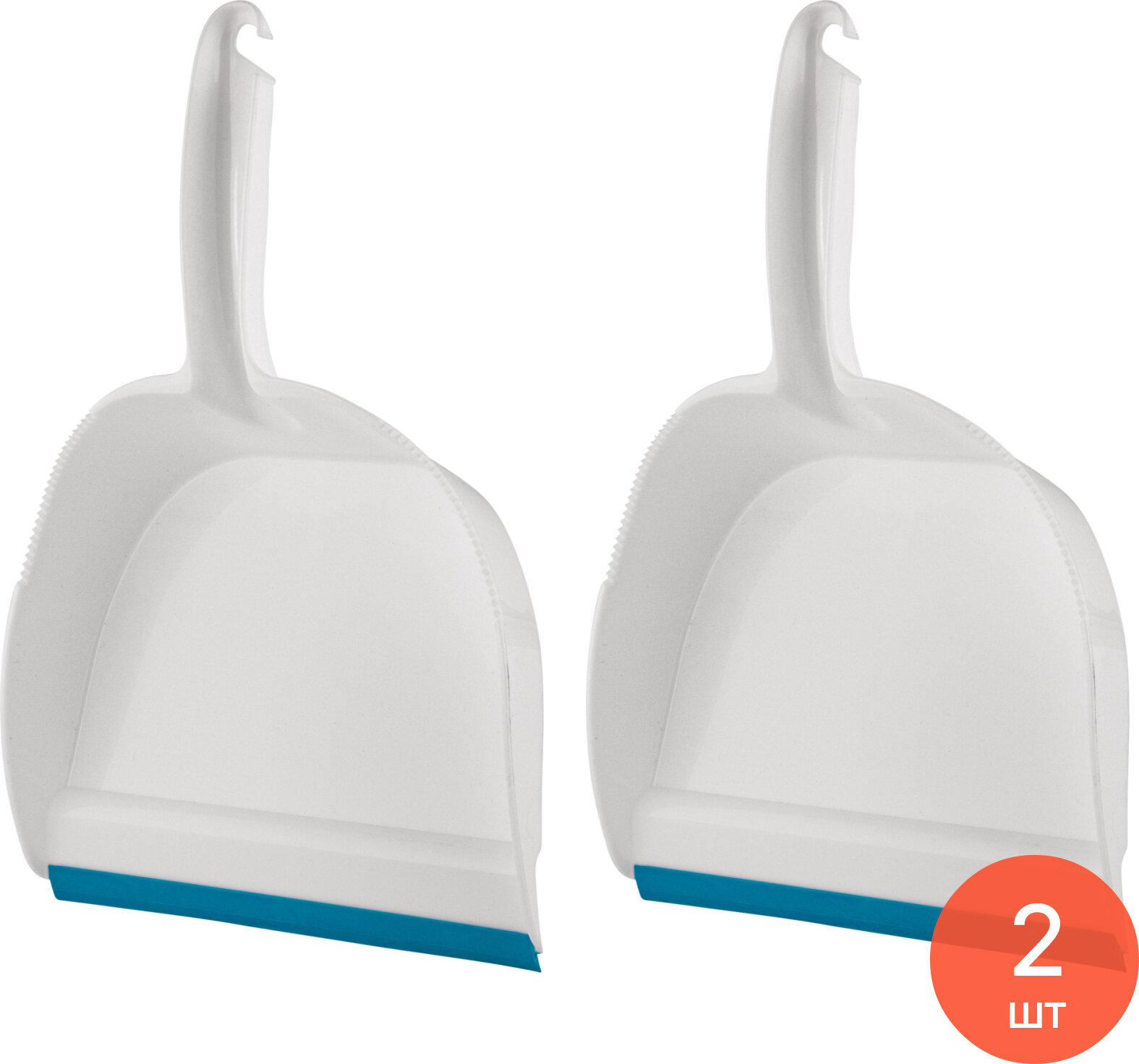 Совок для мусора Spin&Clean / Спин энд Клин Ballet из пластика, устойчивого к бытовой химии, цвет белый с бирюзовым, 85х215х310мм / товары для дома (комплект из 2 шт)