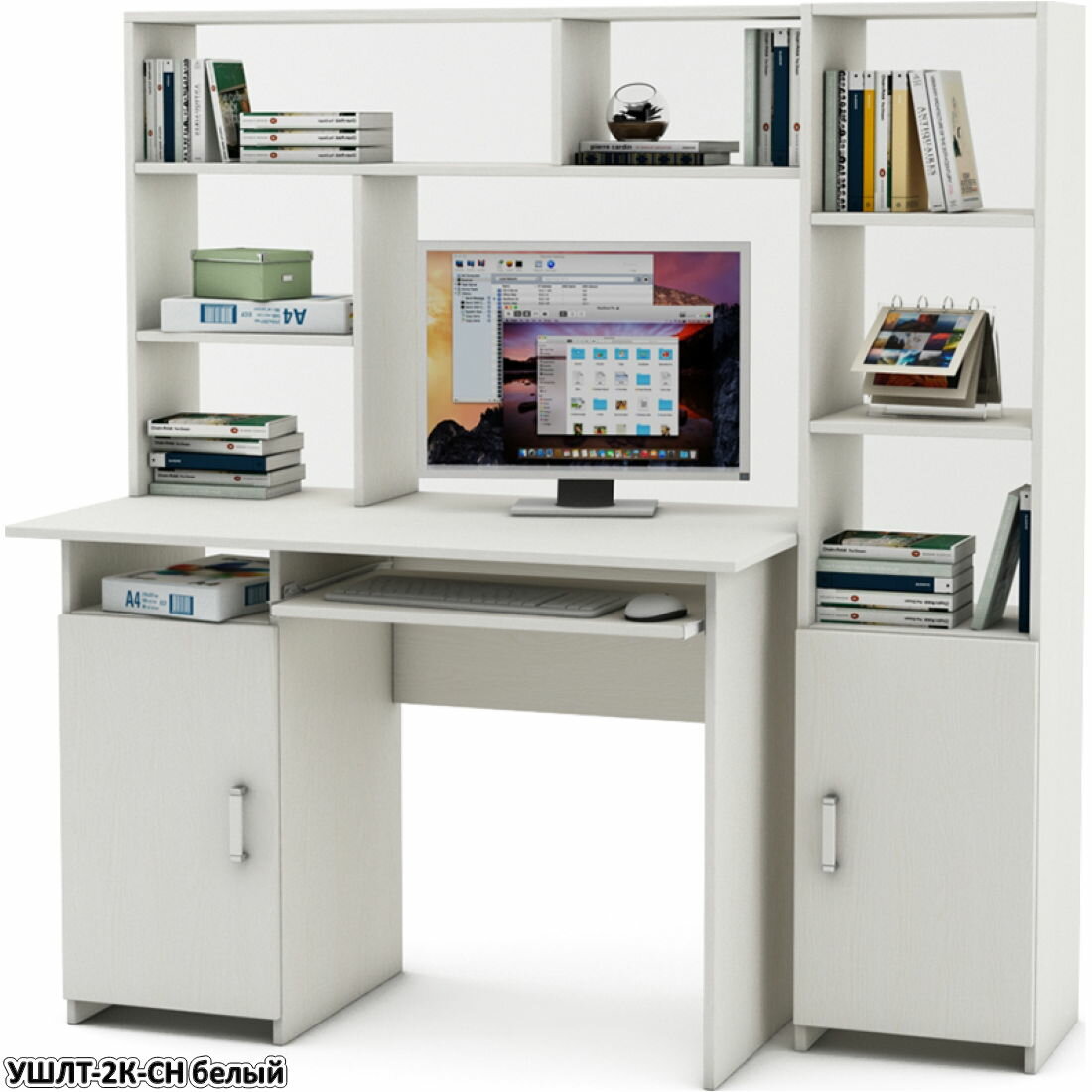 Уголок школьника Лайт-2К с надстройкой Белый, ЛДСП, МФ Владимир VMF, 145х149,2х60 см.