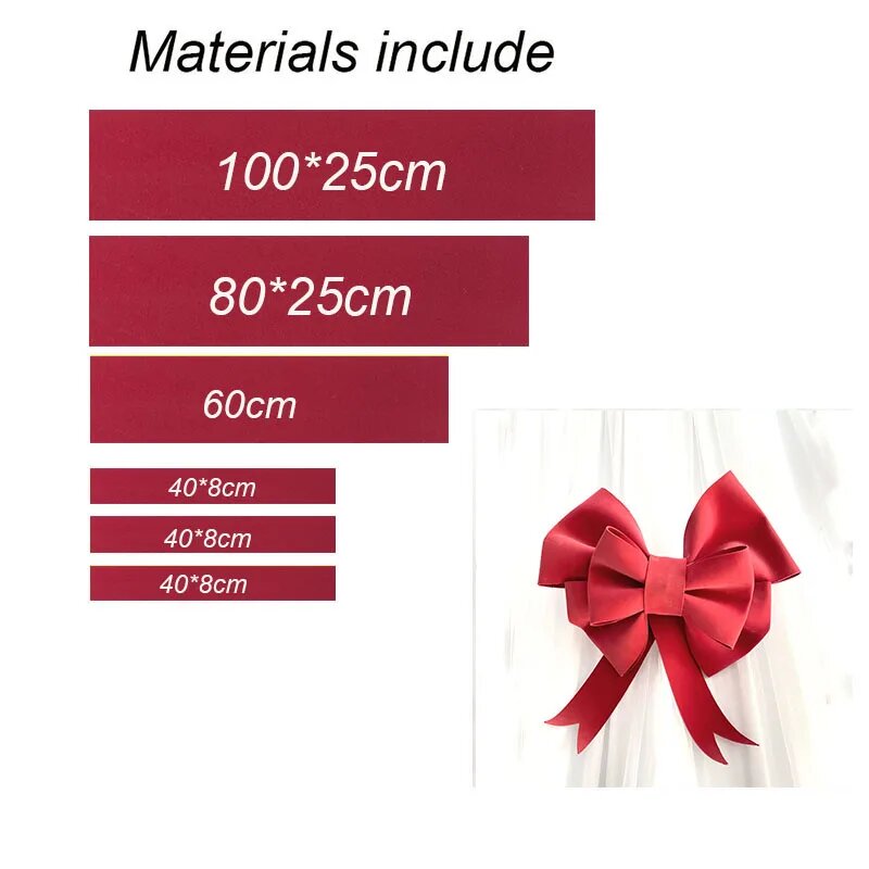 Гигантский бант из пенопласта для декора Красный, 75 x 115cm, Red wine