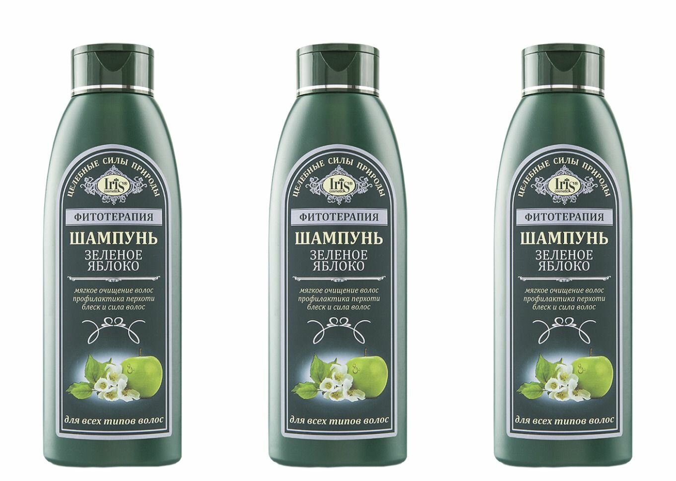 Iris cosmetic Шампунь Зеленое яблоко, 500 мл, 3 штуки