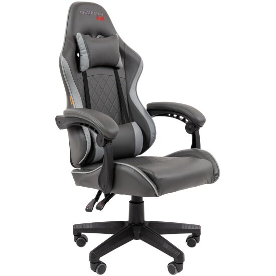 Кресло геймерское Chairman CH28 экокожа, черно-серый