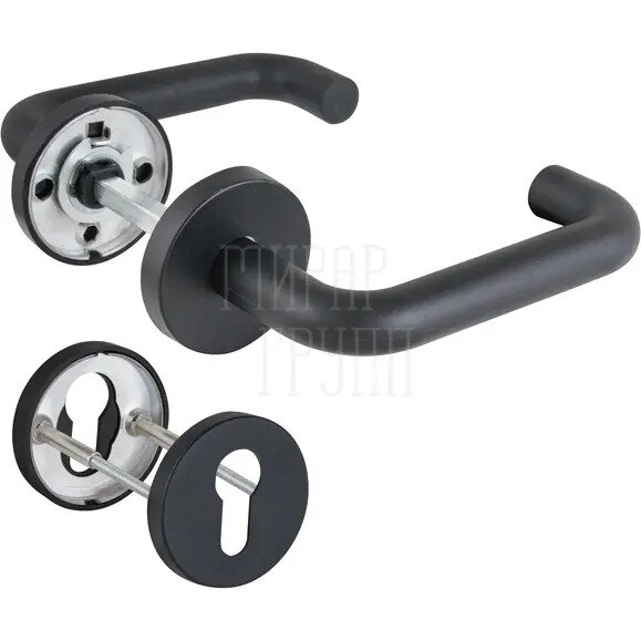 Комплект дверных ручек Fuaro (Фуаро) DH-0219 с накладками черный