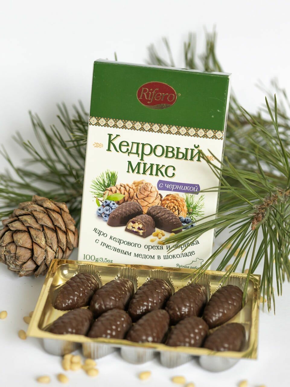 Шоколадные конфеты Кедровый микс с клюквой и черникой — фото 1