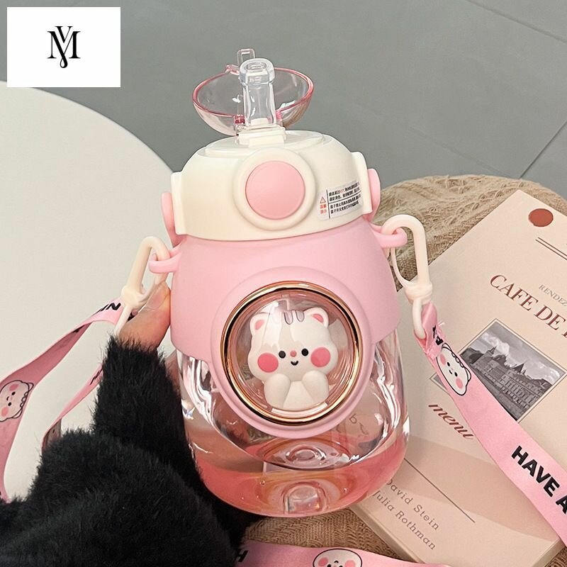 Kemei Бутылка Милый котик с трубочкой, 0.82 л, 1 шт