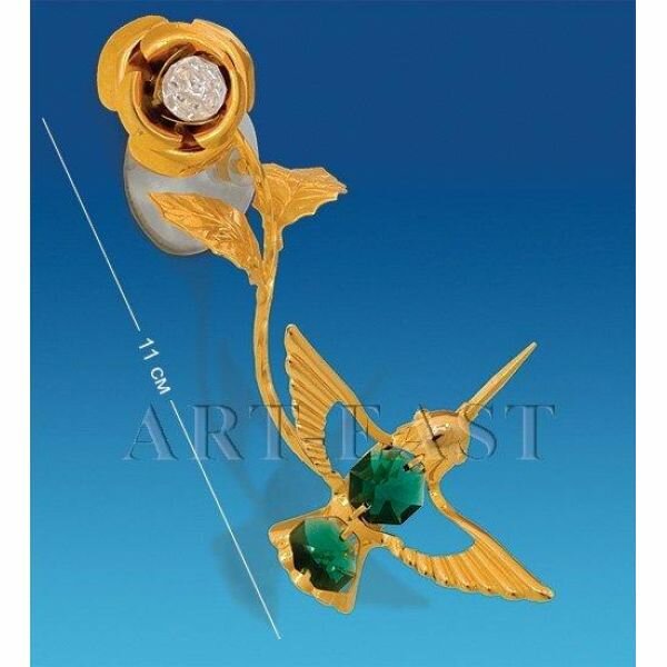 Фигурка на липучке Колибри на розе с цв. кр. A7933 Crystal Temptations, Металл, кристалл