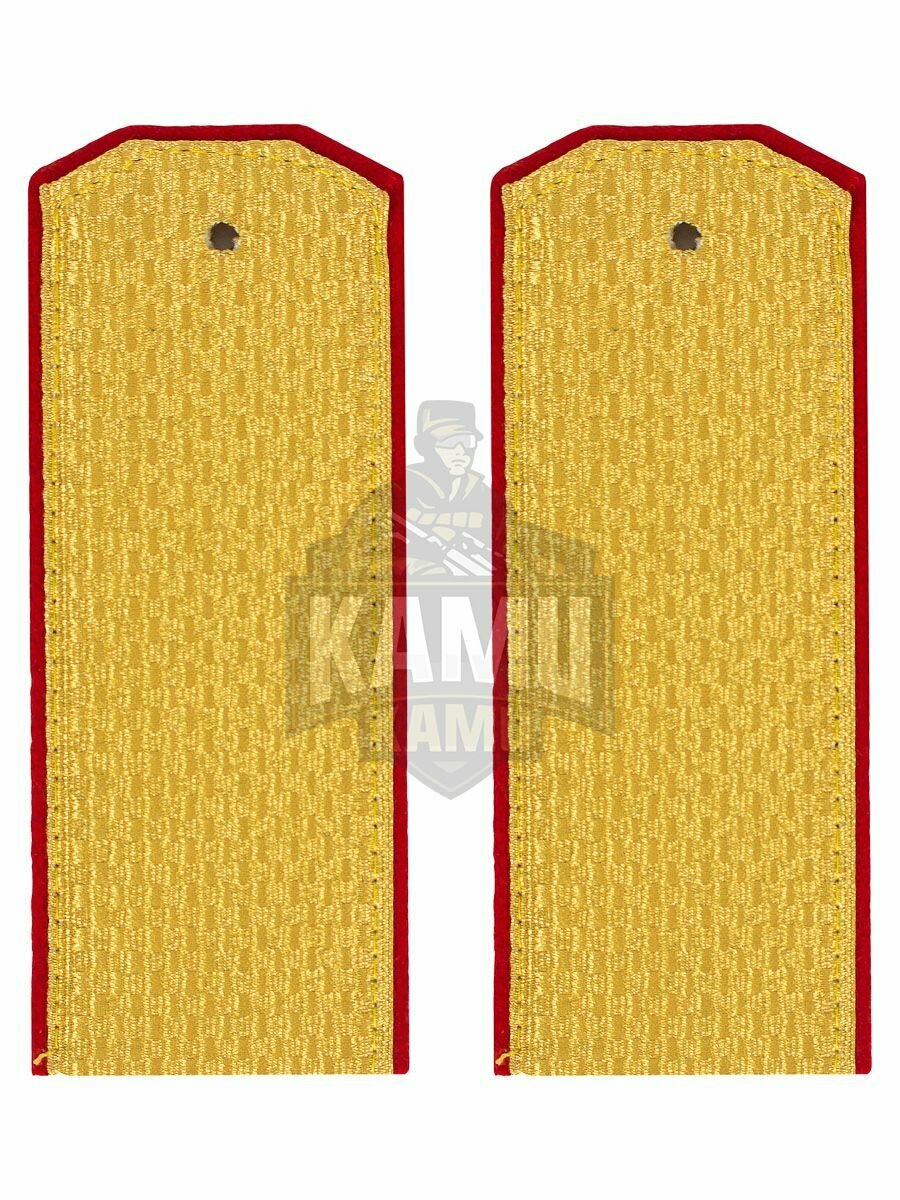 Погоны Общевойсковые парадные на китель золотые для рядовых Кляммеры в комплекте 14х5см 752114