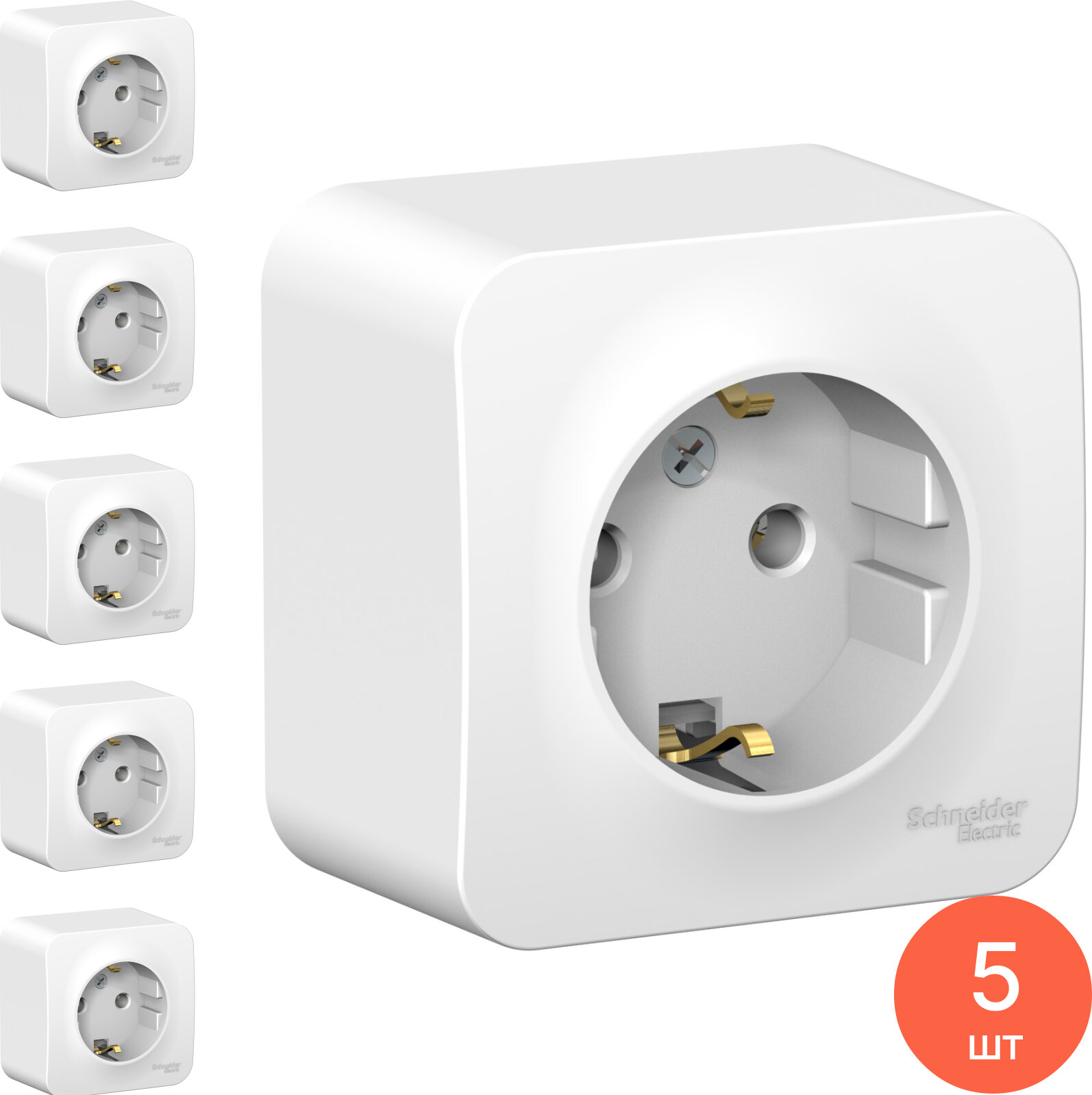 Розетка силовая штепсельная Systeme Electric / Систем Электрик BLANCA, 16А 250В IP20 белый, с заземляющим контактом BLNRA010101 / электрооборудование (комплект из 5 шт)