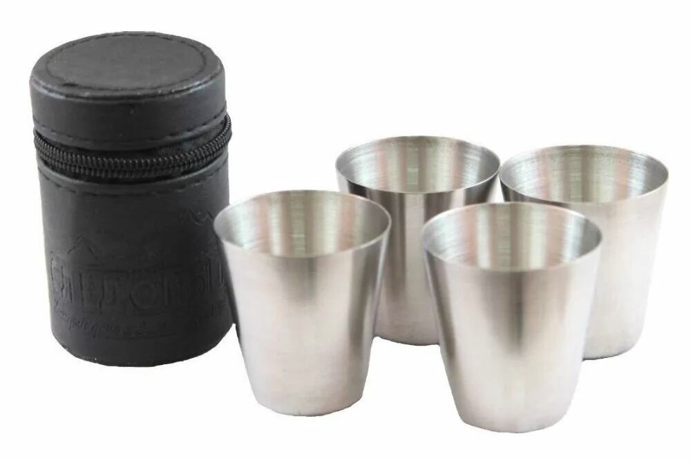 Рюмка малая "следопыт" в кожаной тубе (4 шт.)