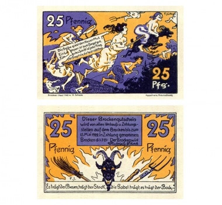 Нотгельд 25 пфеннигов 1921 Германия, Ширке, сувенирная копия, банкноты и купюры редкие коллекционные