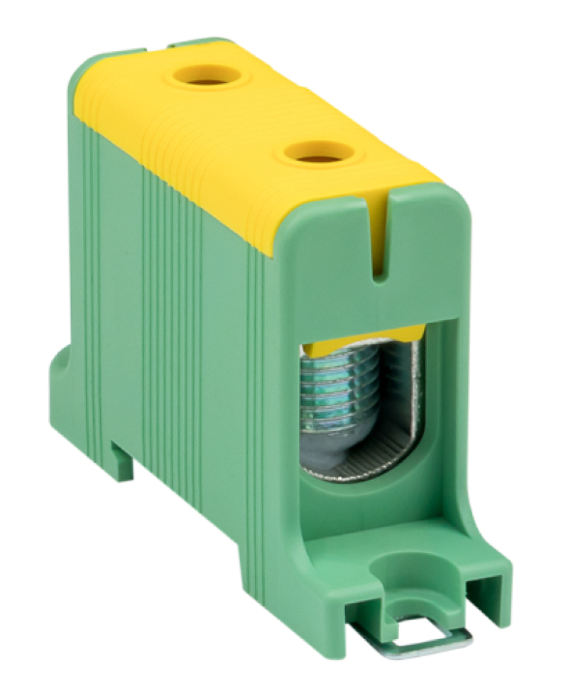 Клемма для проводов EKF / ЕКФ PROxima КСВ 16-95 силовая вводная, огнестойкий полиамид, 245А, 86х24мм, желто-зеленый, 1шт. / зажим