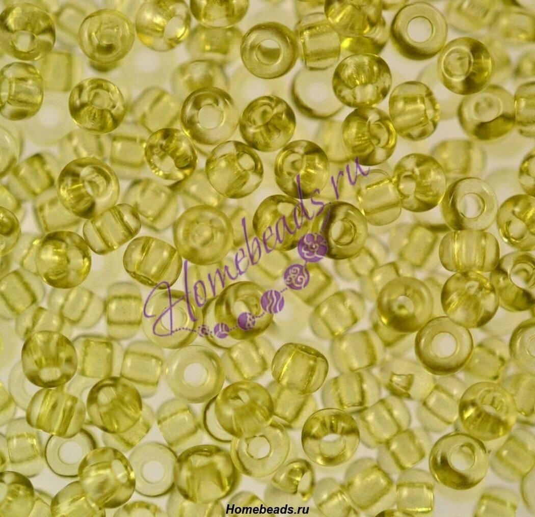 Бисер Чехия Preciosa, 01152, стекло, прозрачный пастельных тонов, круглое отверстие, 10/0, 50 г, зелёный