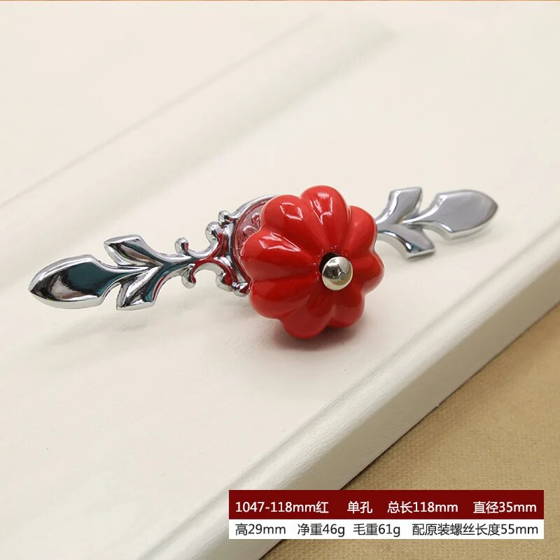 Ручная роспись, керамический фарфор, ручка для шкафа, ящика, шкаф, европейская пасторальная ручка с одним отверстием