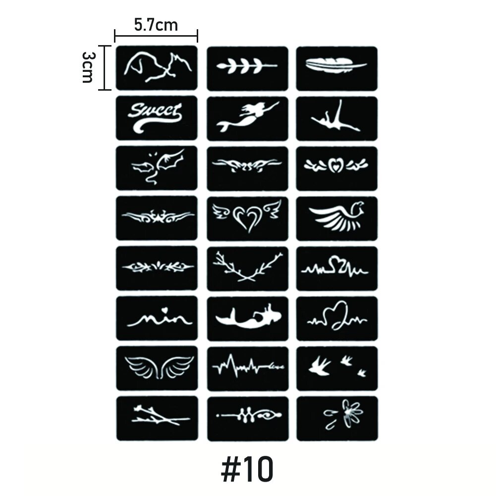 22 шт. трафареты для татуировок GUJHUI 10