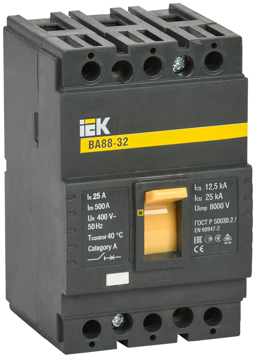 Выключатель автоматический IEK ВА88-32, 3Р, 40А, 25кА