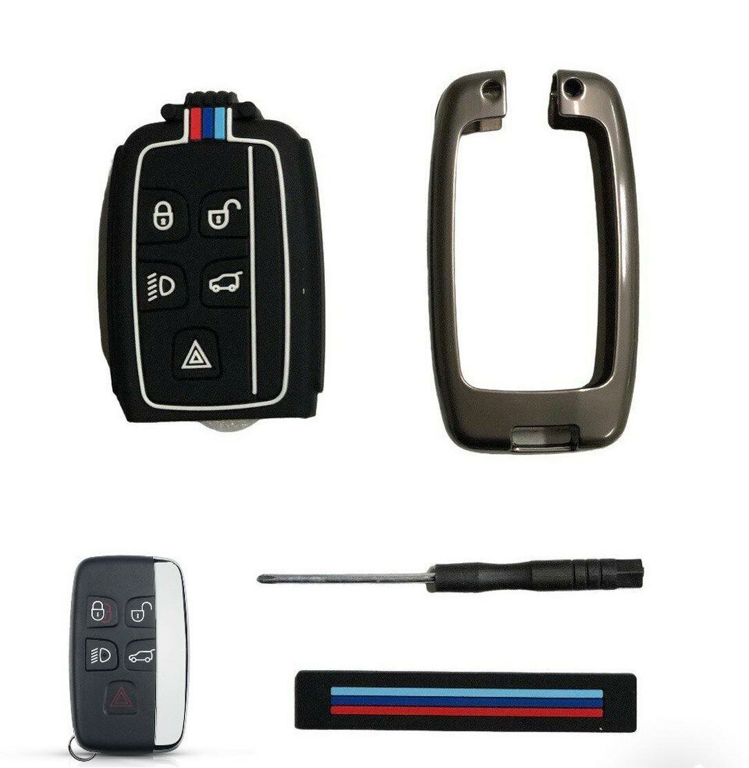 Чехол BGT для автомобильного ключа Land Rover (Ленд Ровер), силикон, алюминий, влагозащитный, черный