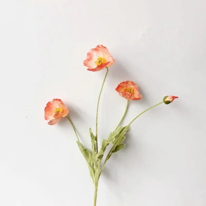 Искусственные маки розовые, 56 см, Coral Pink