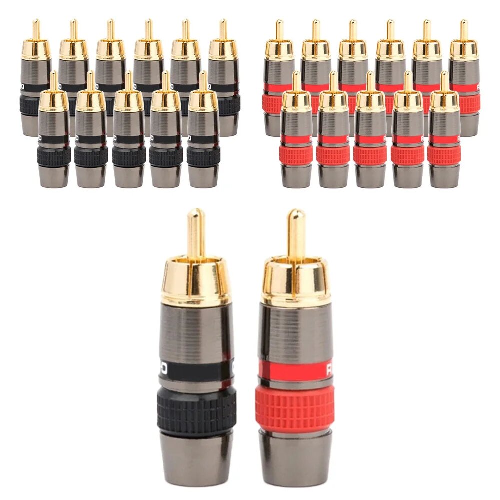 Золоченные RCA штекеры, 2/4/12/24 шт