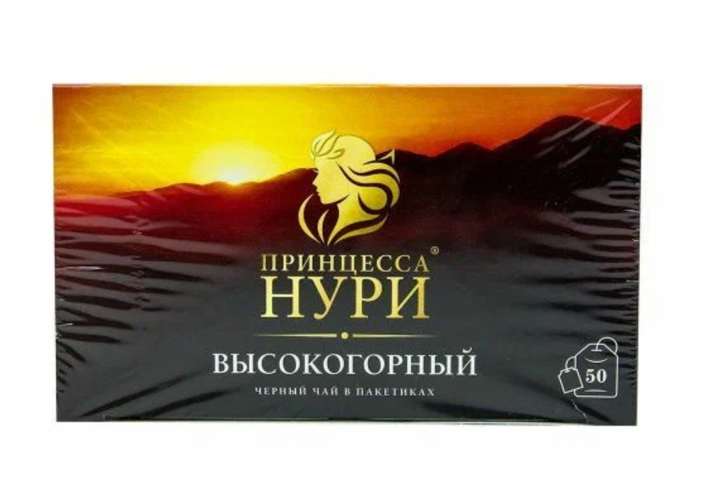 Принцесса Нури Чай черный Высокогорный, 50 пакетиков по 2 г, с ярлычками