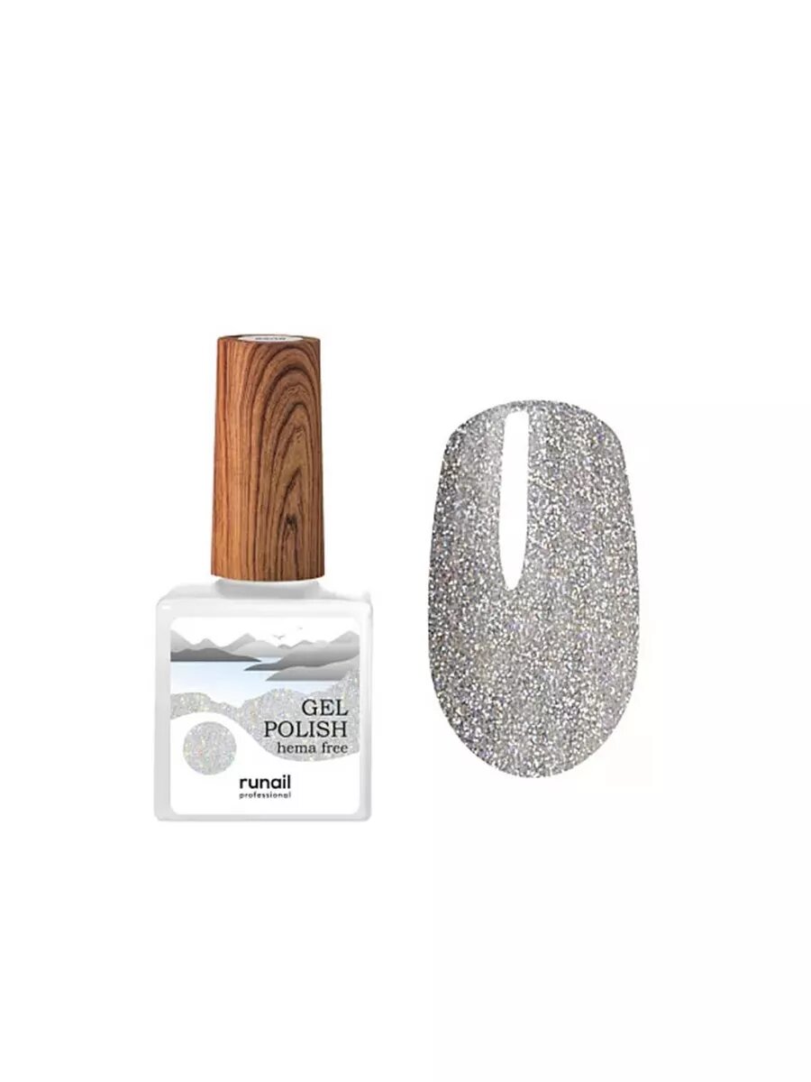 Гель-лак RuNail Professional Gel polish (hema free), блестящий № 8608, серебристый 10 мл