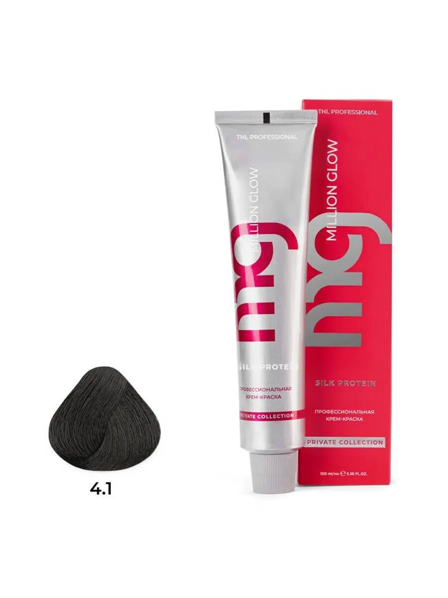 Крем-краска для волос Million glow Private collection Silk protein 4.1