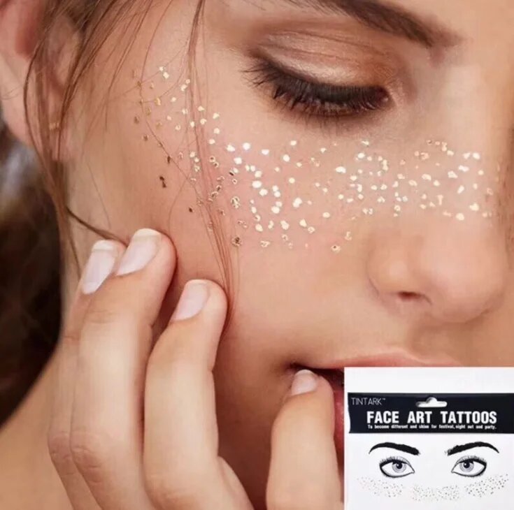 Золотые временные татуировки-веснушки 3