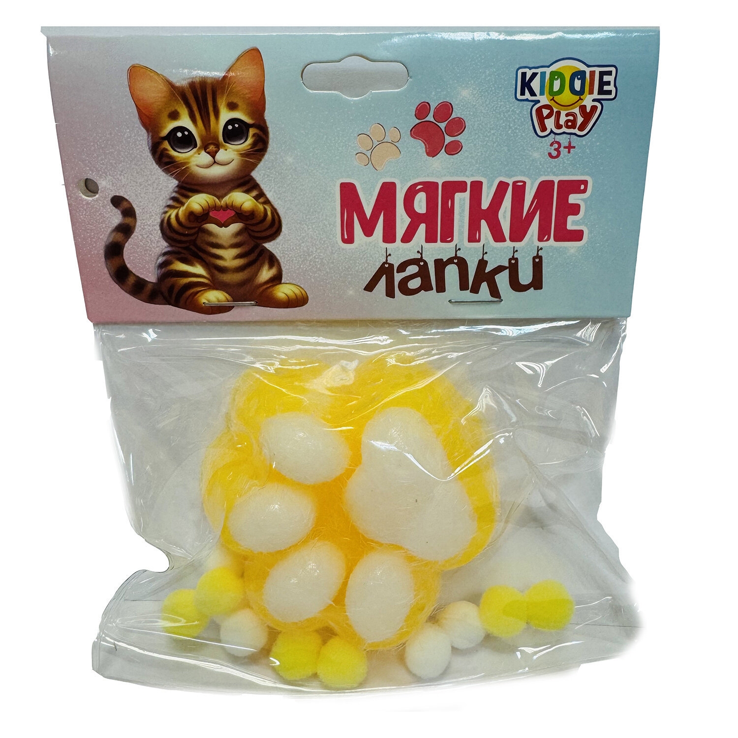 Kiddie Play Сквиш - антистресс Лапка 7х7х3,5 см с шариками желтый 32804 с 3 лет