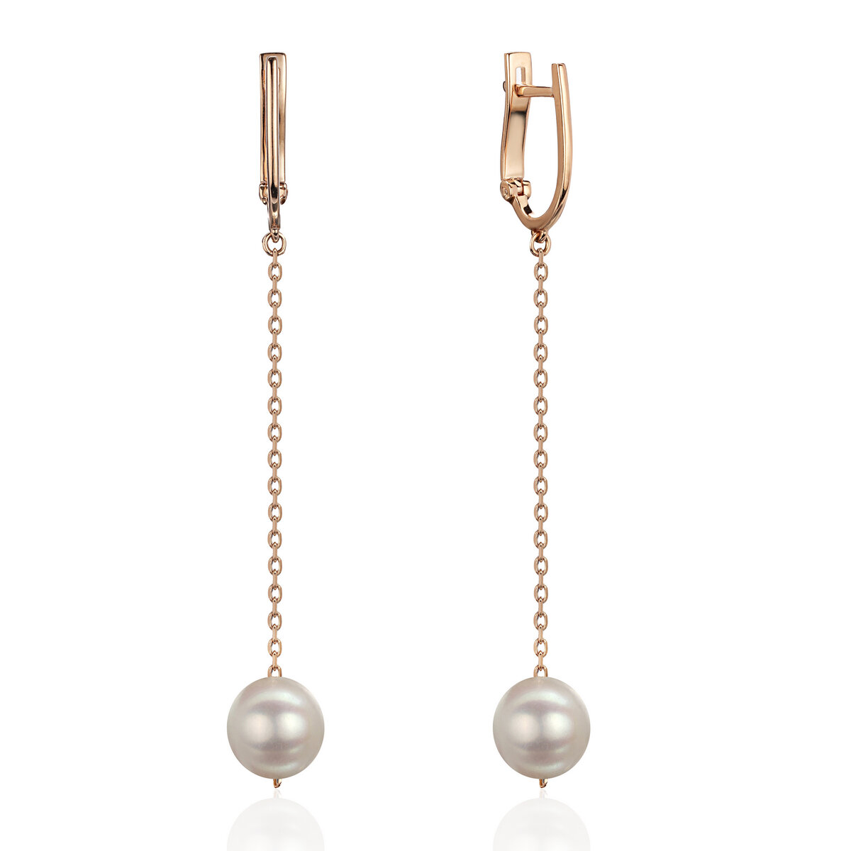 Серьги, красное золото, 585 проба, жемчуг