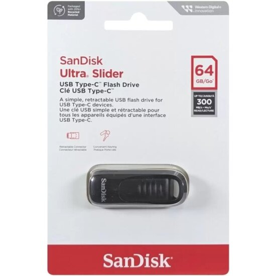 USB флешка Sandisk 64Gb Ultra Slider USB Type-C 3.2 Gen 1