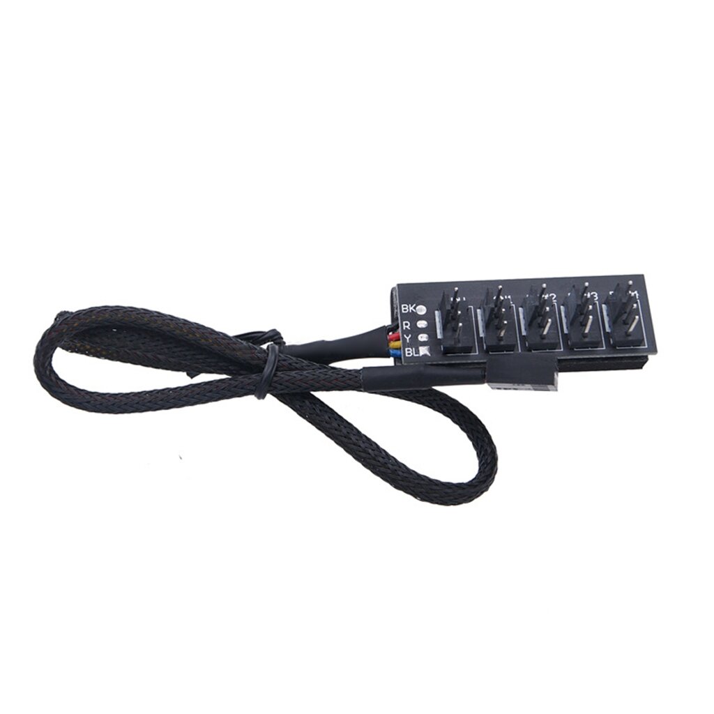 PWM Fan Hub 5-Полосный Разветвитель для 4-Контактных Компьютерных Вентиляторов Адаптер Корпуса Процессора Черный