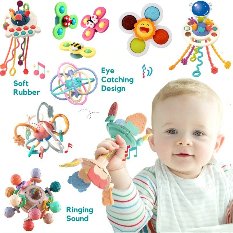Игрушки для малышей 1 2 3 года Монтессори сенсорное развитие игрушки-погремушки активность силиконовая игрушка-шнурок 0 12 месяцев игрушка для прорезывания зубов у детей