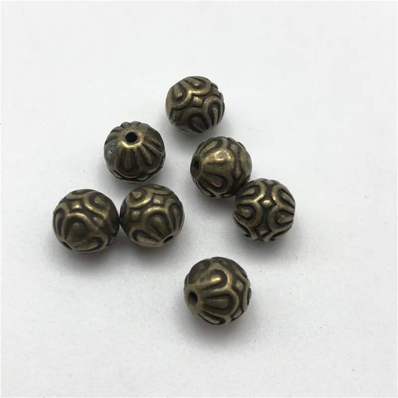 15 шт. 9 мм грязные круглые металлические бусины с гравировкой для ювелирных изделий, браслет ручной работы, аксессуары для четок, мусульманские исламские бусины