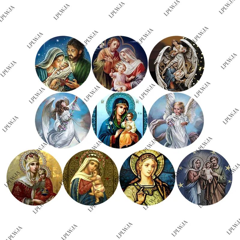 Стеклянные кабошоны LPLWJA с изображением ангелов 20mm-10pcs, JC039-mix