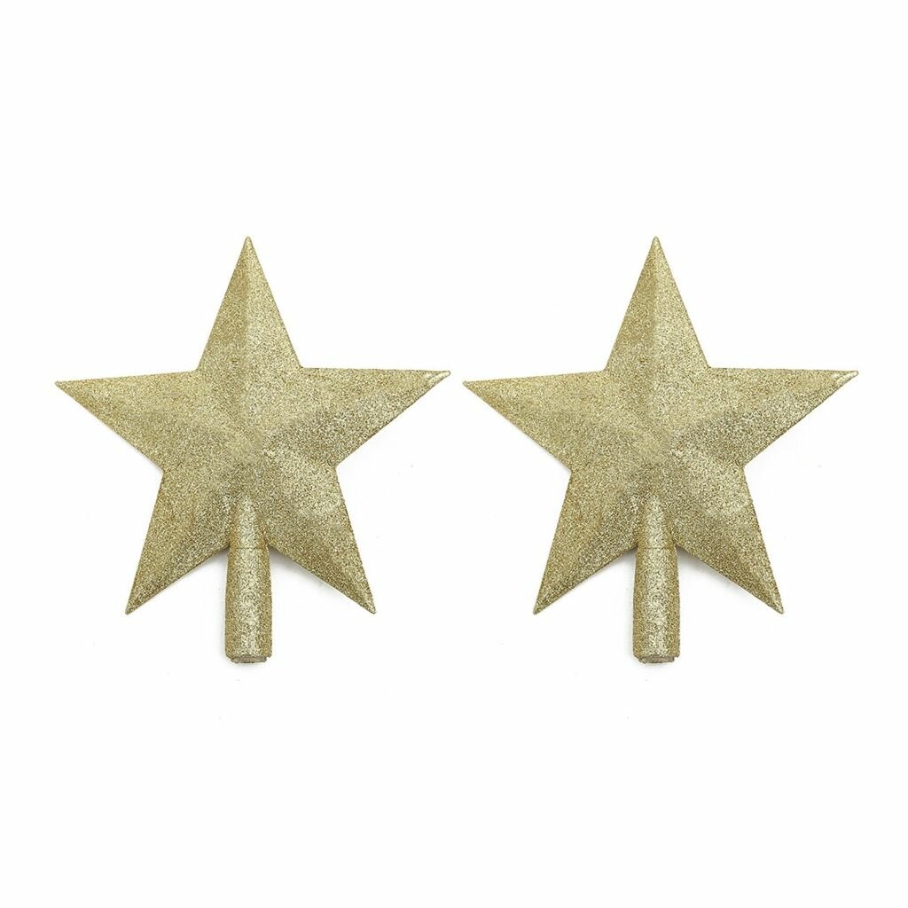 1 комплект из 2-х объемных пятиконечных звезд на верхушке рождественской елки-золото-S