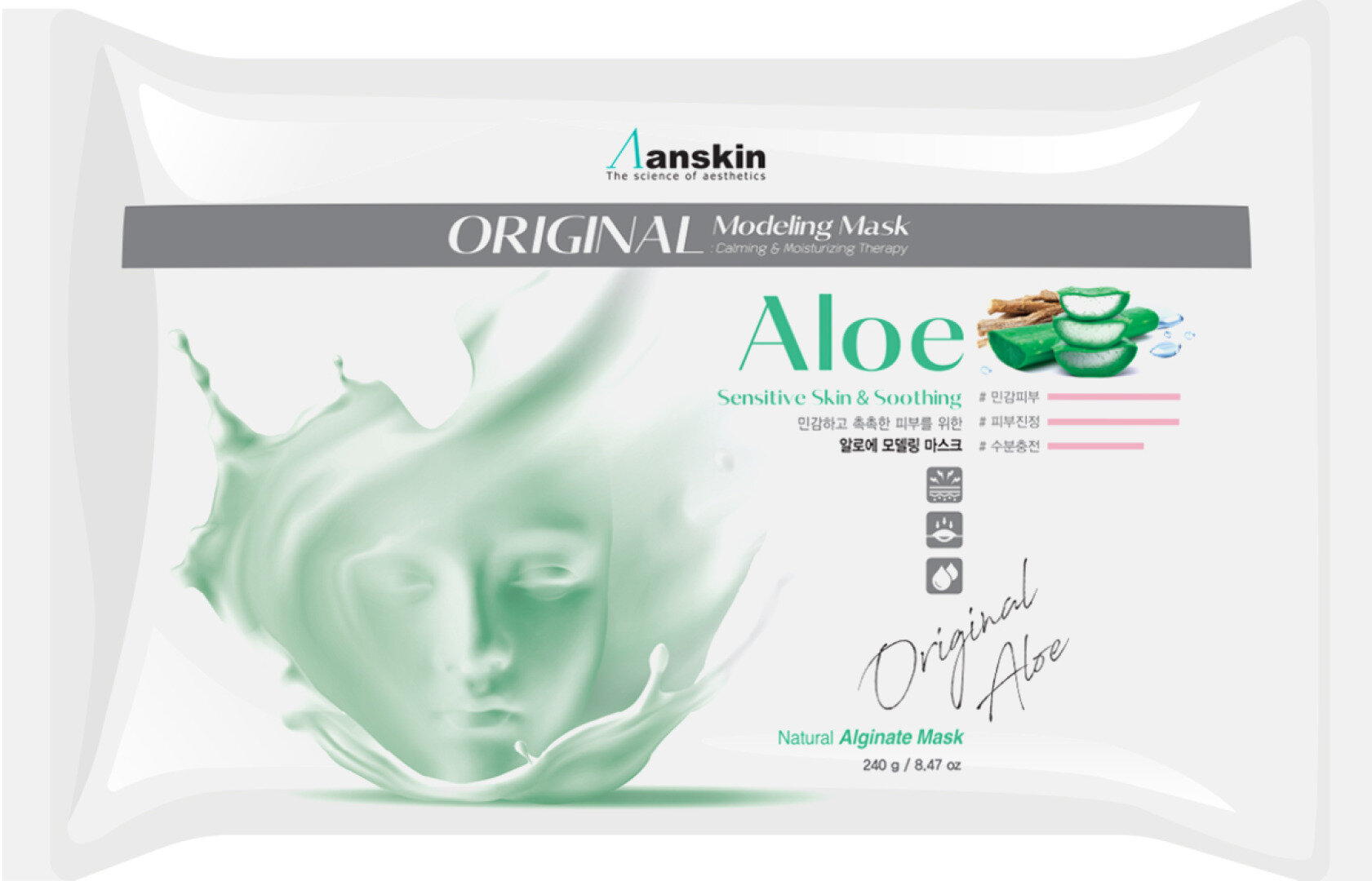 Anskin Успокаиващая альгинатная маска с экстрактом алоэ (пакет) Anskin Original Aloe Modeling Mask / Refill (240 гр)