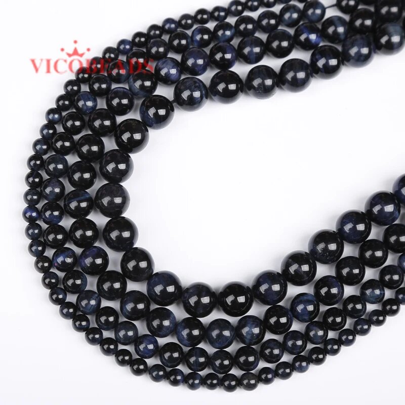 Бусины Тигровый глаз Verkadebeads 4-14 мм Черный, 4mm about 91pcs, Dark Blue tiger eye