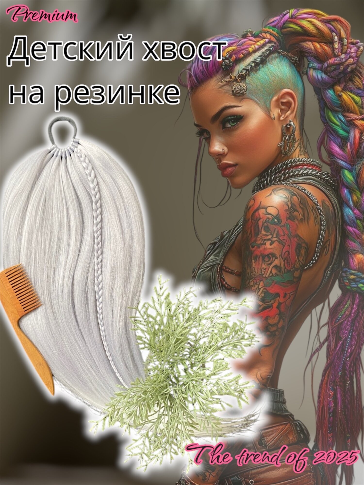 Хвост на резинке для волос(детский) Пряди для волос. Афрохвост / Афрорезинка / Хвост накладной на резинке