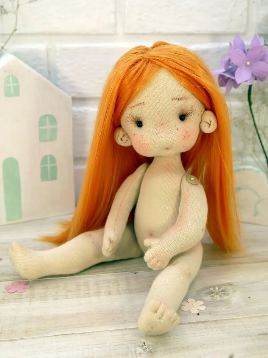 Набор для шитья куклы-домики, текстильной куклы-щекастика "Ася", Рыжая, , 25см, от 14 лет